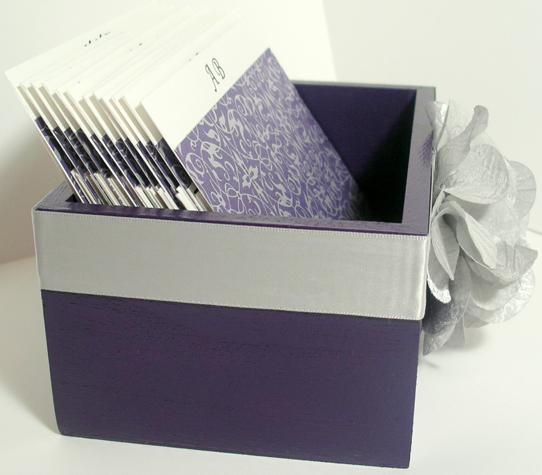 Custom Wedding Guest Box & Cards - Eggplant And Silver Theme (custom ...